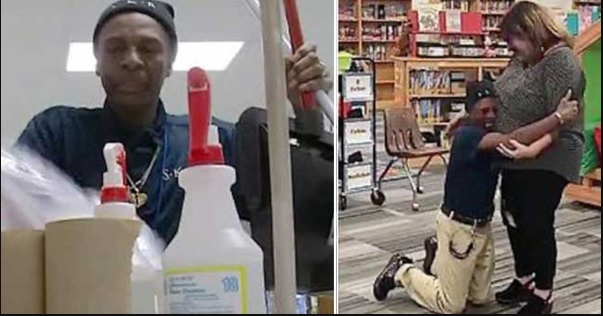 The janitor who has walked kilometres to go to work falls to his knees ...